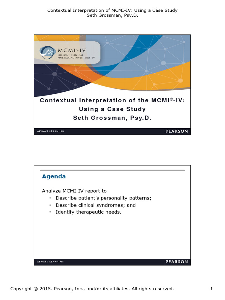 MCMI IV Interpretation Webinar Handout 072116 | PDF | Personality Disorder | Mental Disorder
