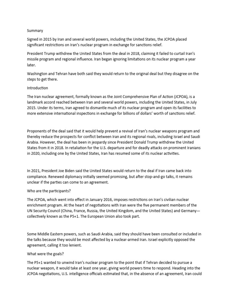 JCPOA | PDF | Sanctions Against Iran | Joint Comprehensive Plan Of Action
