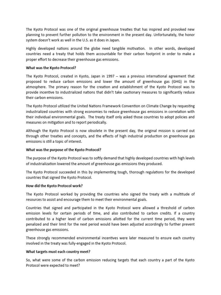 Kyoto Protocol | PDF | Kyoto Protocol | United Nations Framework ...