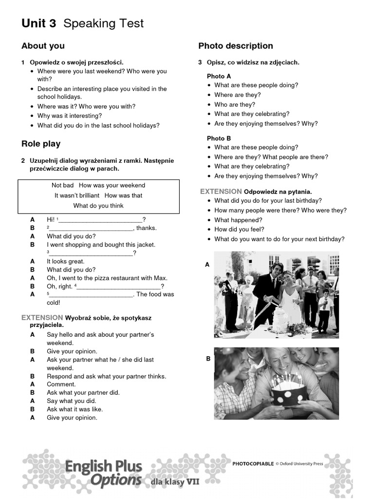 Unit 3 Speaking Test | PDF