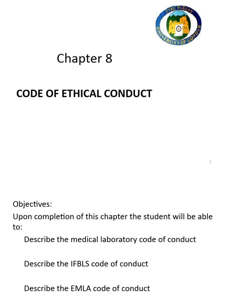 Chapter 8 Code of Ethical Conduct | PDF | Medical Laboratory | Profession
