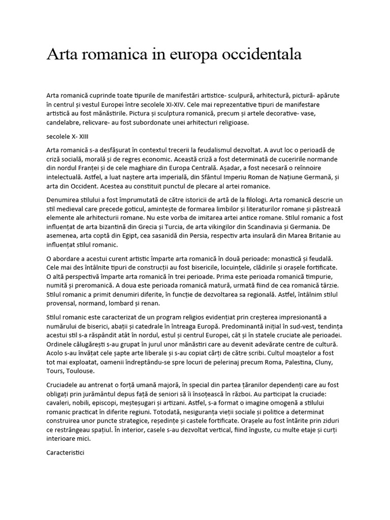 Arta Romanica in Europa Occidentala | PDF