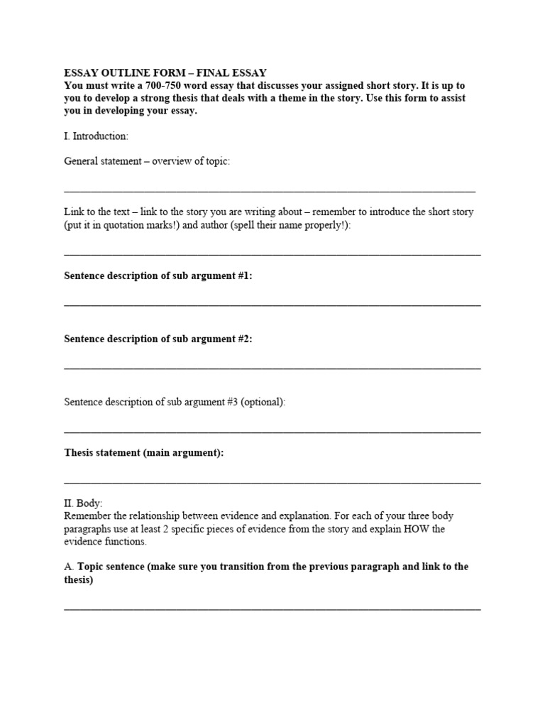 101 MB FINAL ESSAY OUTLINE FORM | PDF | Career & Growth | Art