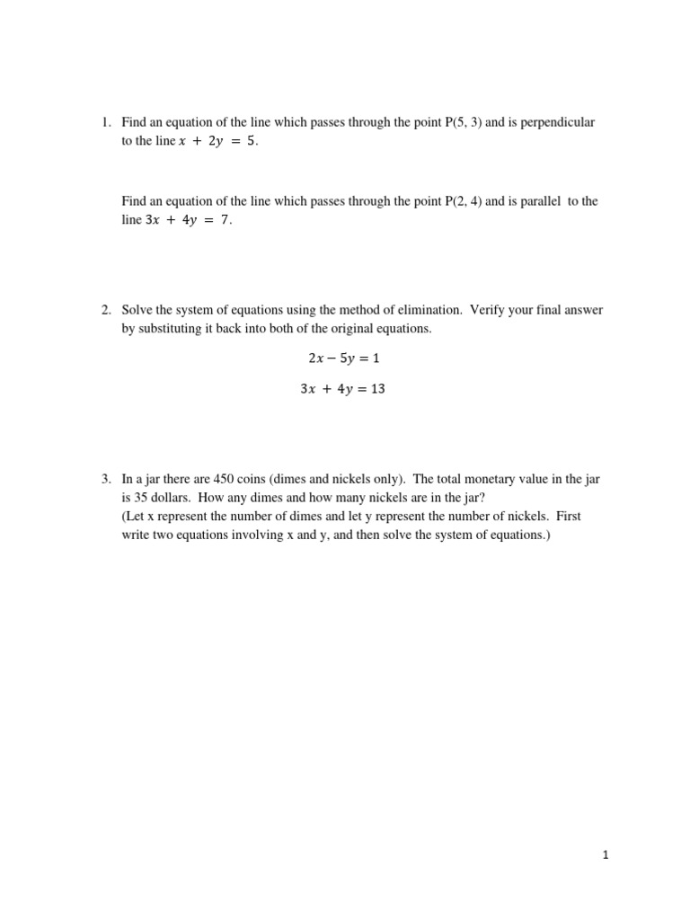 Math Problems: Lines, Parabolas, Functions | PDF | Teaching Methods ...