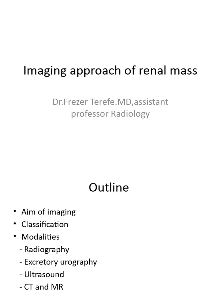 Imaging Approach of Renal Masses | PDF