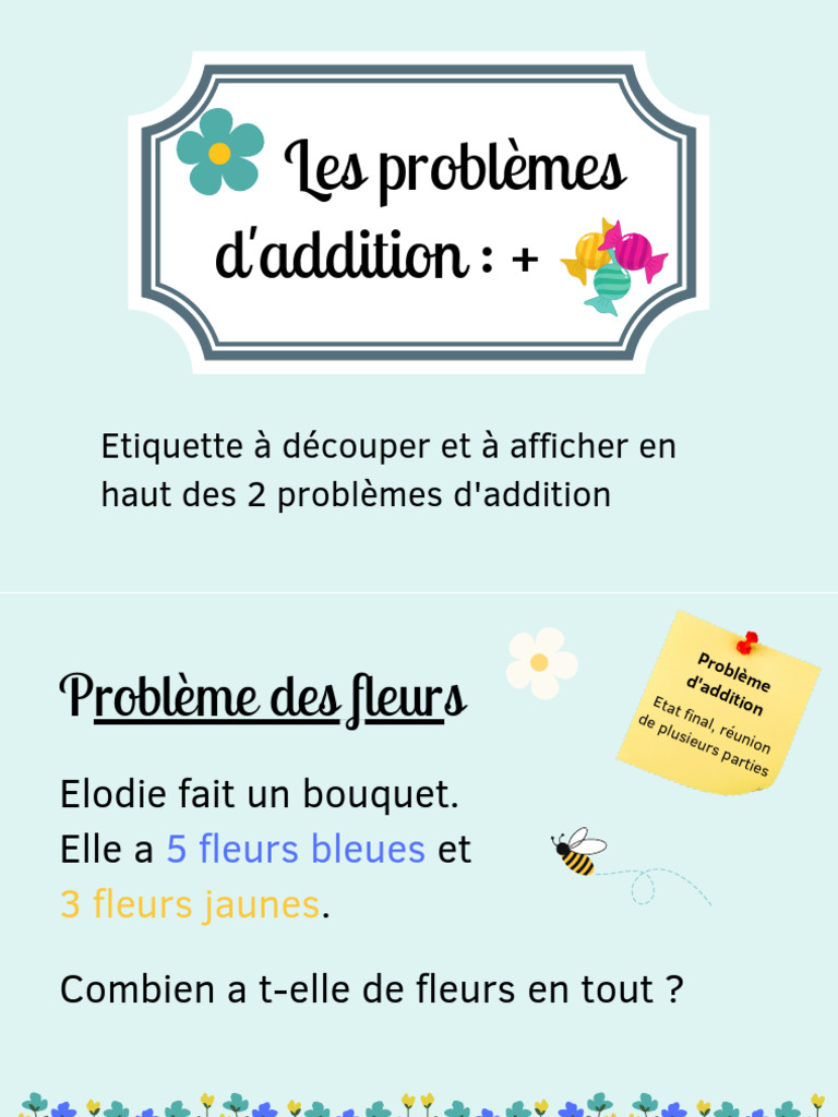 Problèmes d'Addition et Soustraction CE1 | PDF