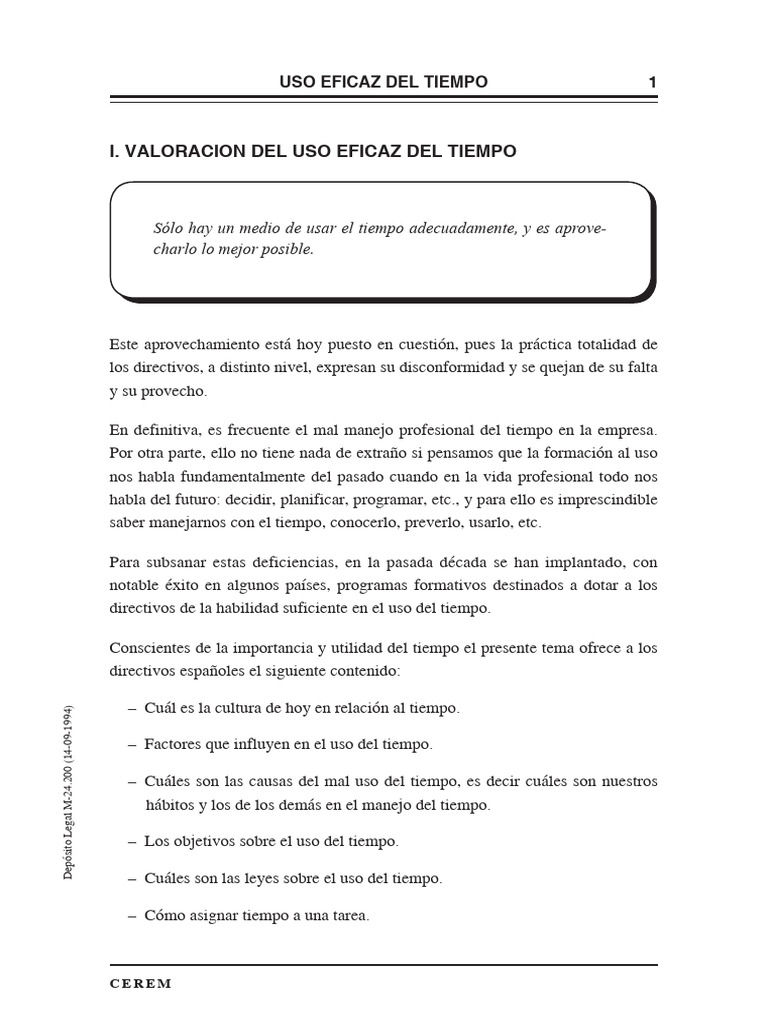 Uso Eficaz Del Tiempo | PDF | Comportamiento | Aprendizaje