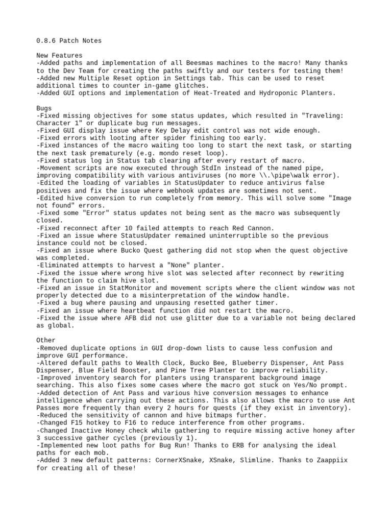 Natro Macro Patch Notes | PDF