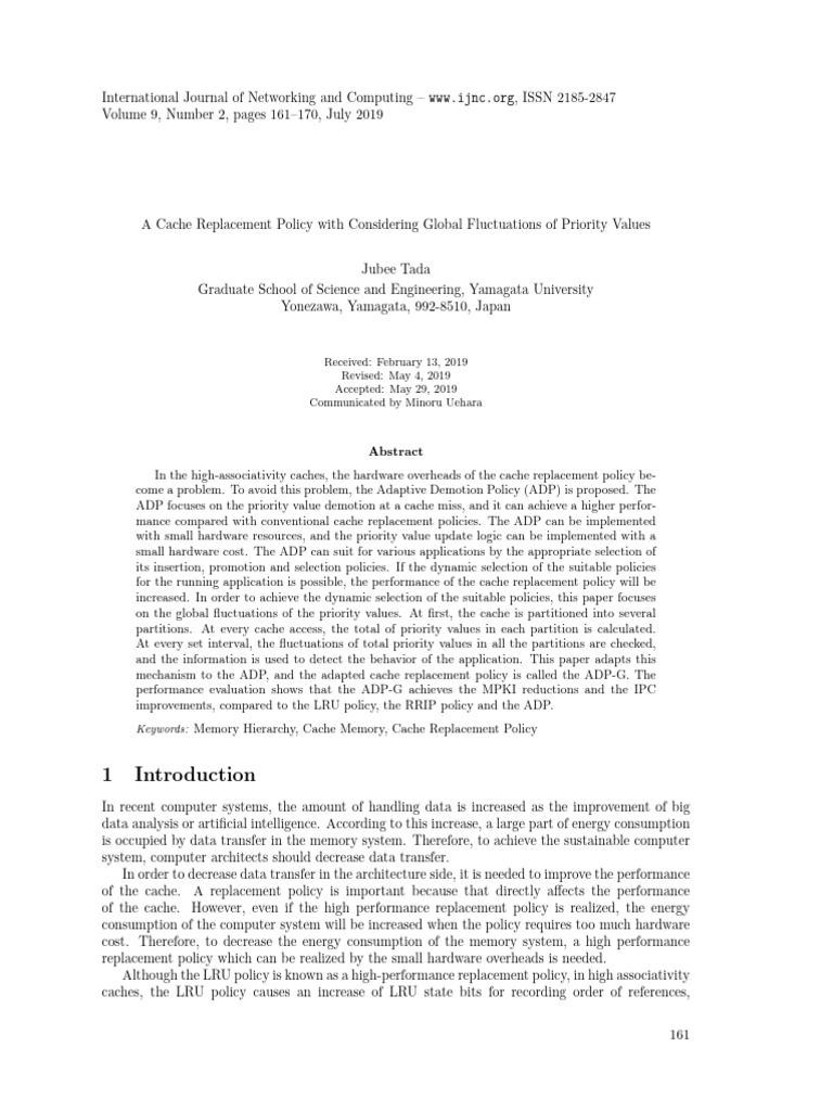2019 - A Cache Replacement Policy With Considering Global Fluctuations of Priority Values | PDF ...
