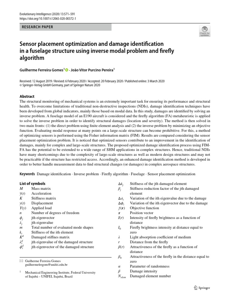 Sensor Placement Optimization and Damage Identification in A Fuselage Structure Using Inverse ...
