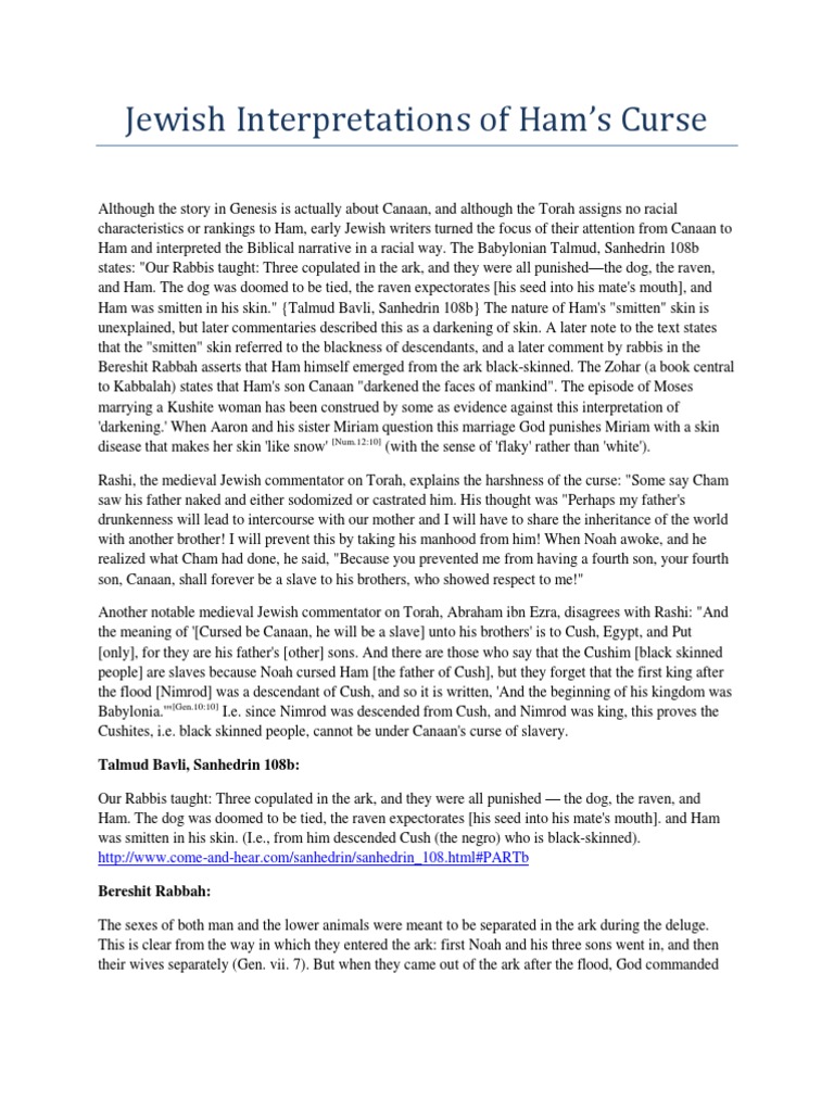 Jewish Interpretations of Ham's Curse | Ham (Son Of Noah) | Maimonides