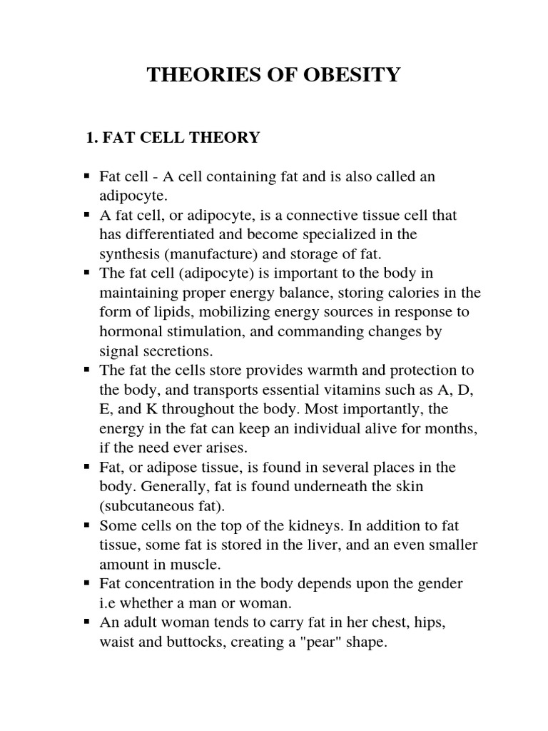 Theories of Obesity | PDF | Adipose Tissue | Adipocyte