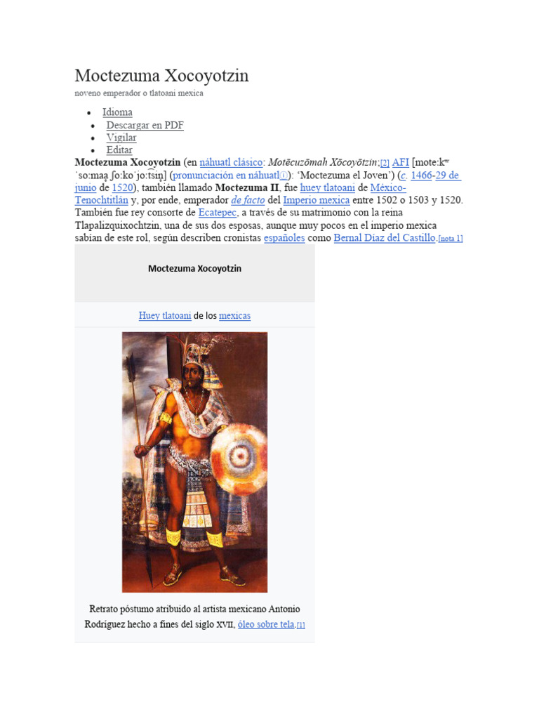 Moctezuma | Descargar gratis PDF | Hernán Cortés | azteca