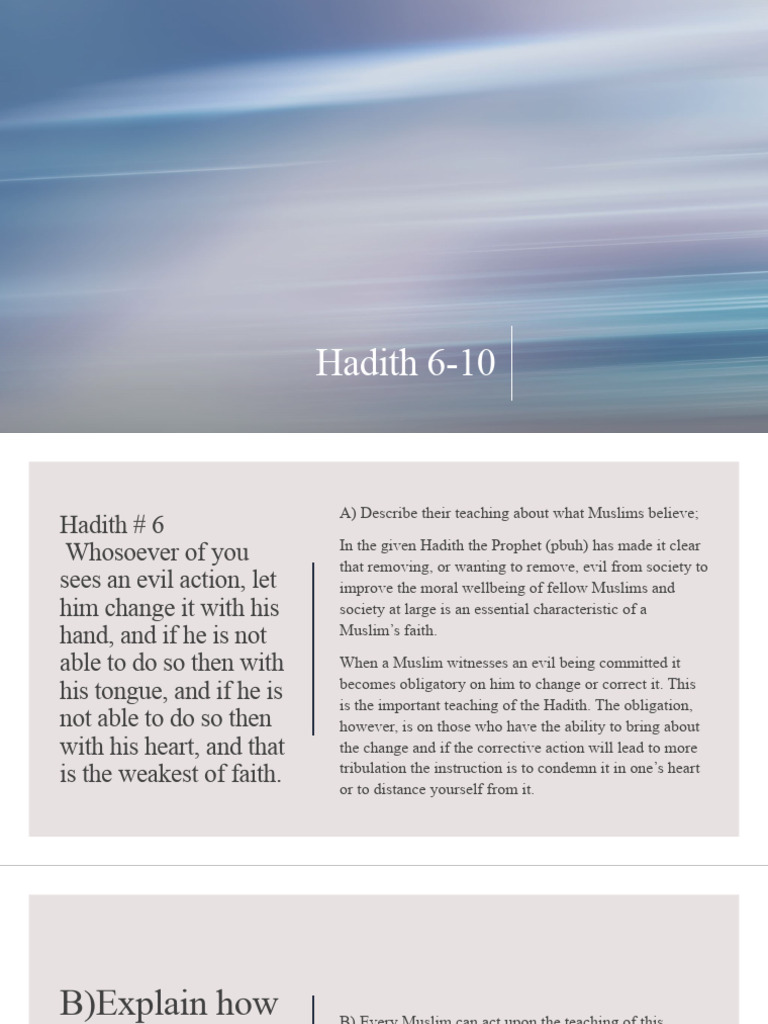 Hadith 6-10 Notes | PDF