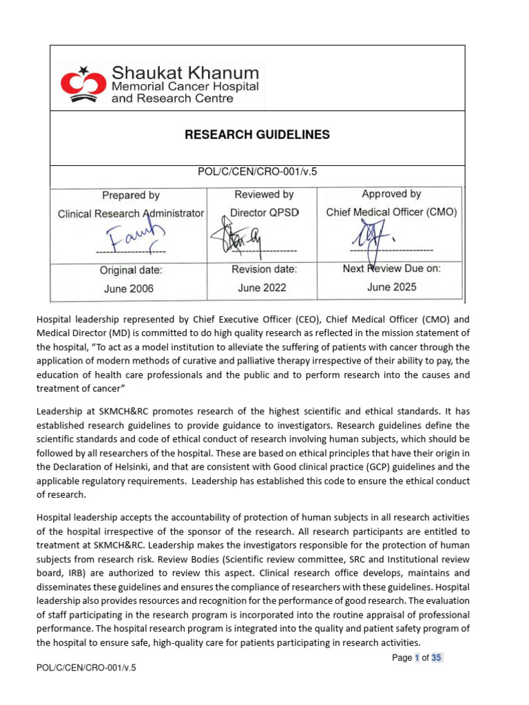 Research Guidelines 2022 | PDF | Institutional Review Board | Clinical ...