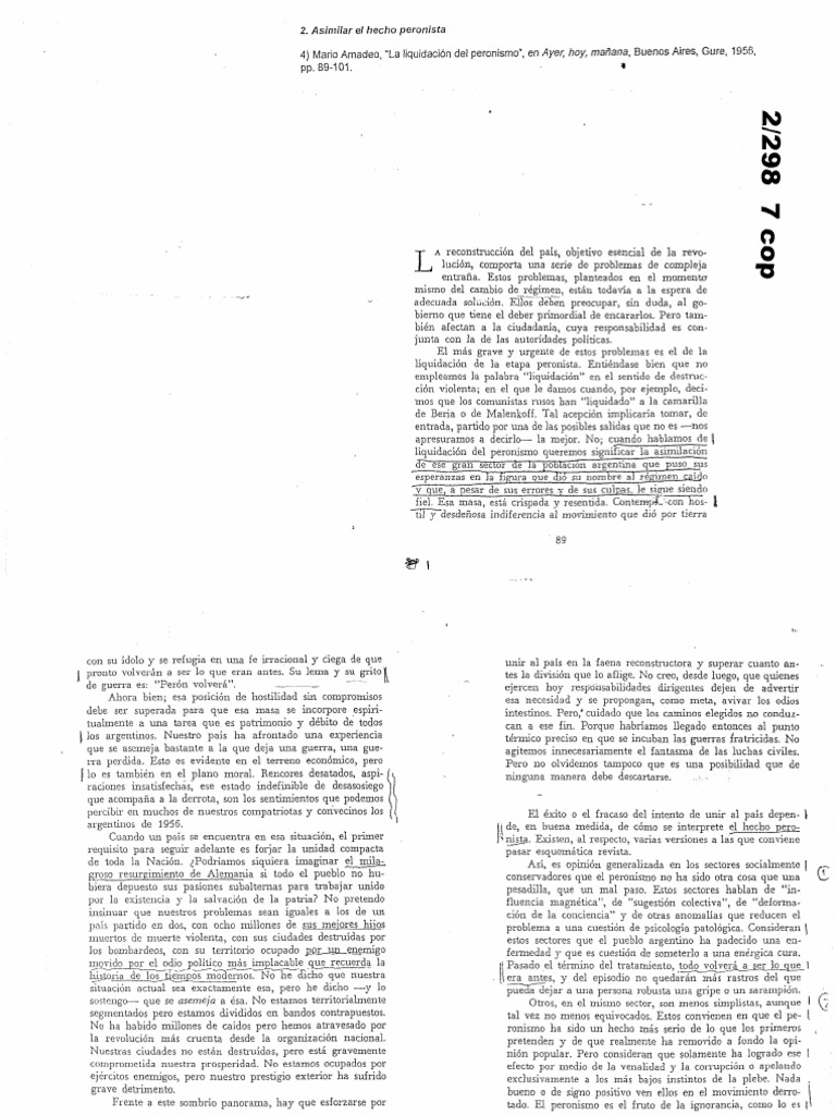 Amadeo Mario - La Liquidacion Del Peronismo | PDF