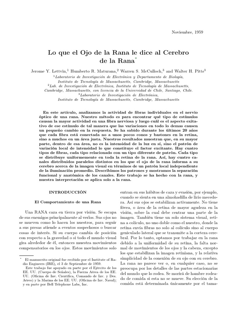 Lo Que El Ojo de La Rana Le Dice Al Cere | Descargar gratis PDF ...