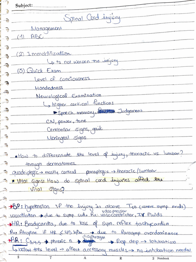 5B. Spinal Injuries Notes | PDF