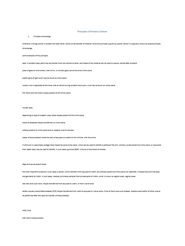 Forensic Science Principles Explained | PDF | Science & Mathematics