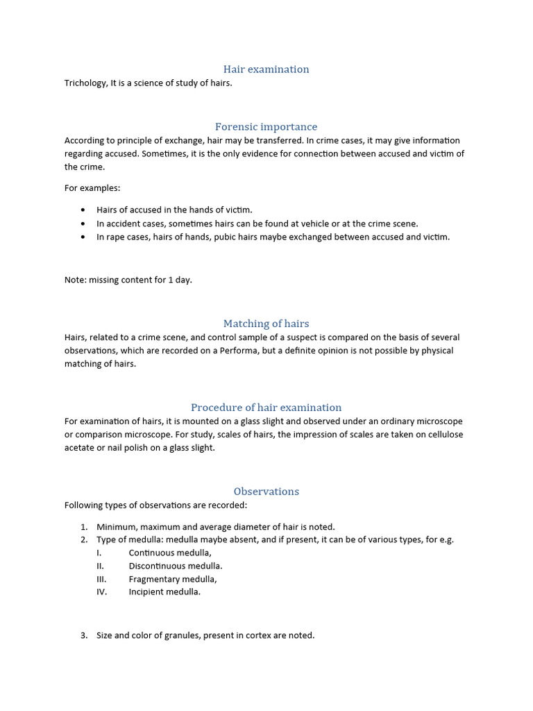 Hair Examination | PDF