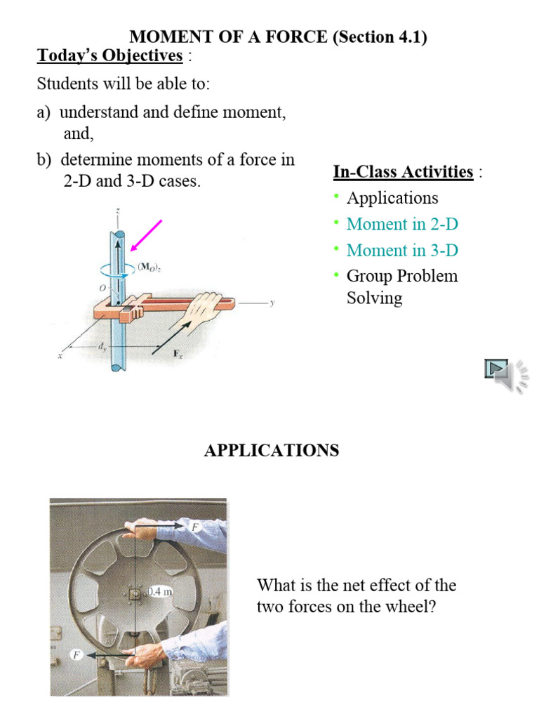 4.1 Moment of A Force | PDF | Teaching Methods & Materials | Technology ...