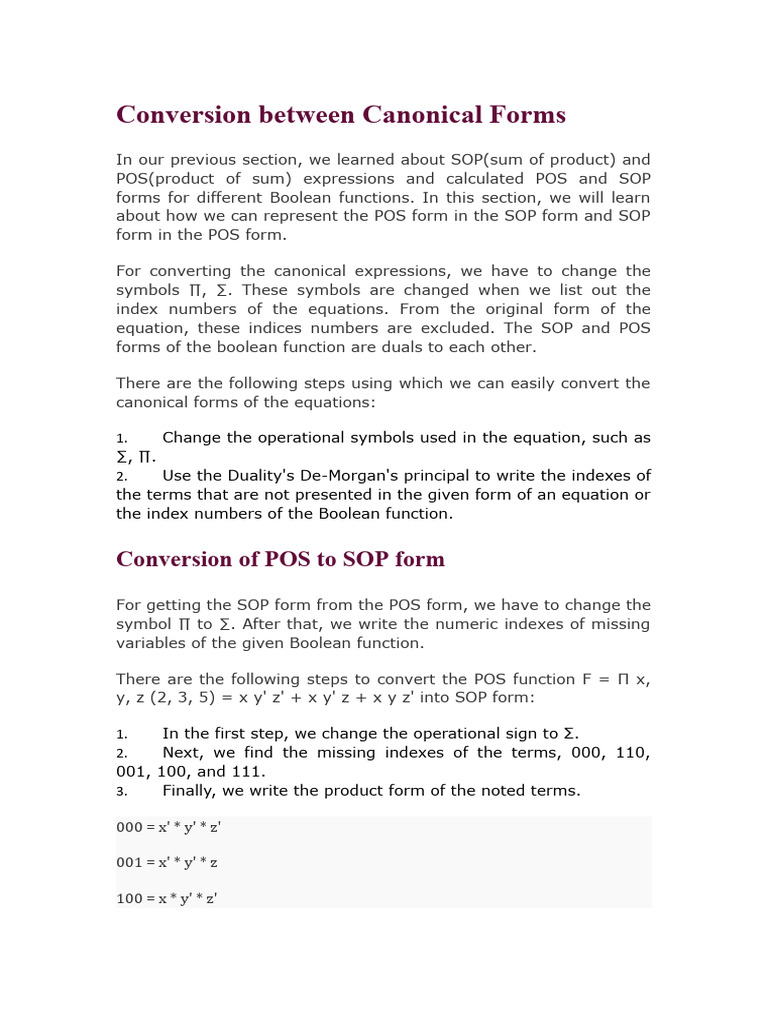 Sop and Pos | PDF | Applied Mathematics | Logic Sop and Pos | PDF | Applied Mathematics | Logic