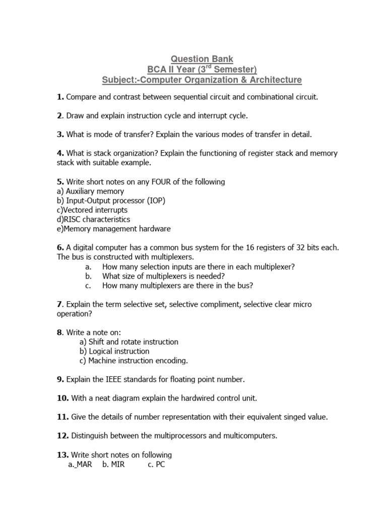 3165 BCA C 301 COA QBAnk | PDF | Central Processing Unit | Input/Output