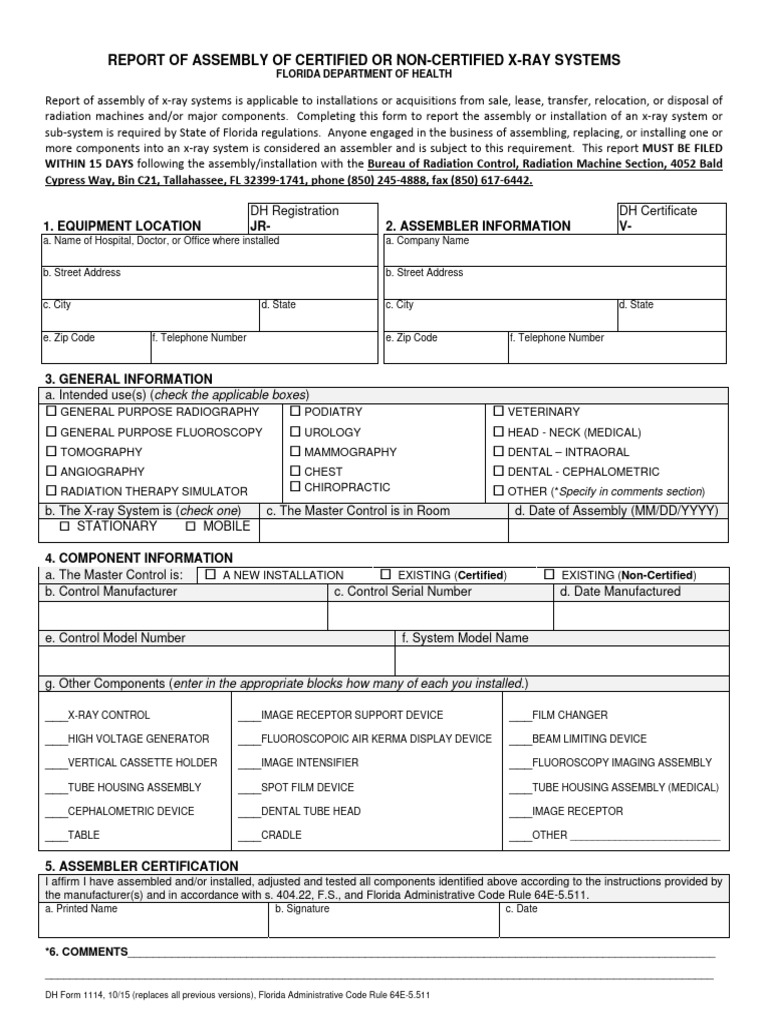 Florida X-Ray System Assembly Report | PDF | Radiography | Radiology