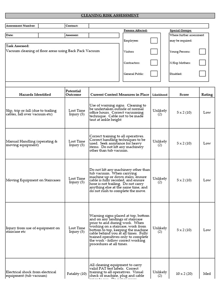 Vacuum Cleaner Risk Assessment Guide | PDF | Vacuum Cleaner | Risk