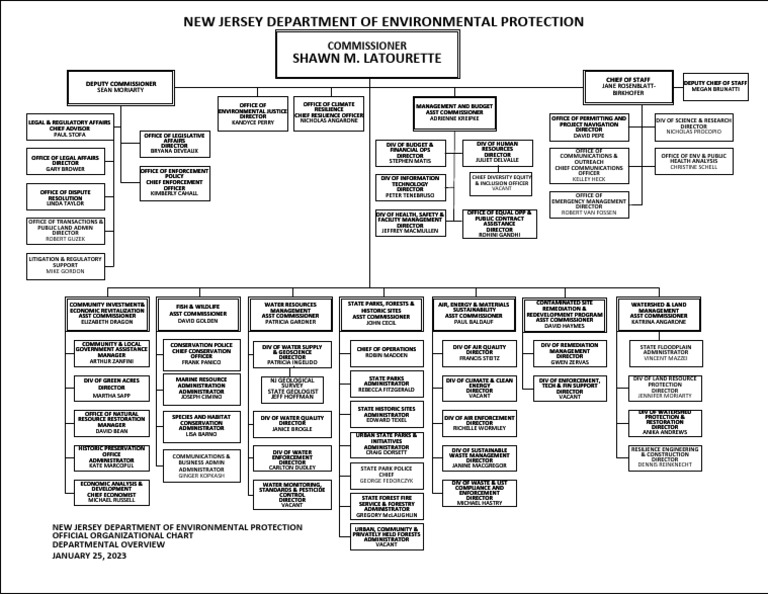 NJDEP Organizational Chart Overview | PDF