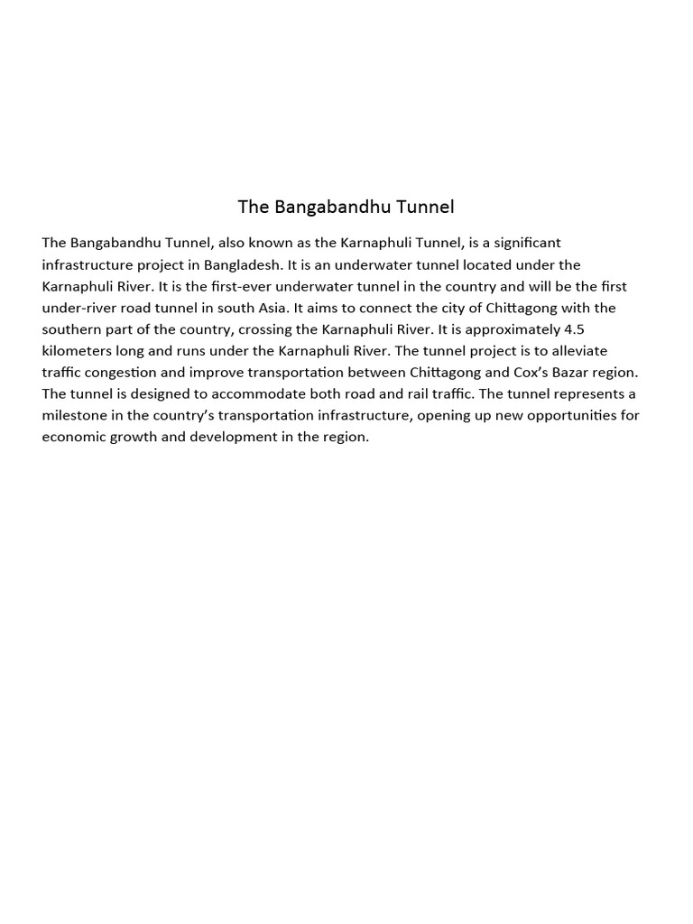 Bangabandhu Tunnel: A Milestone Project | PDF