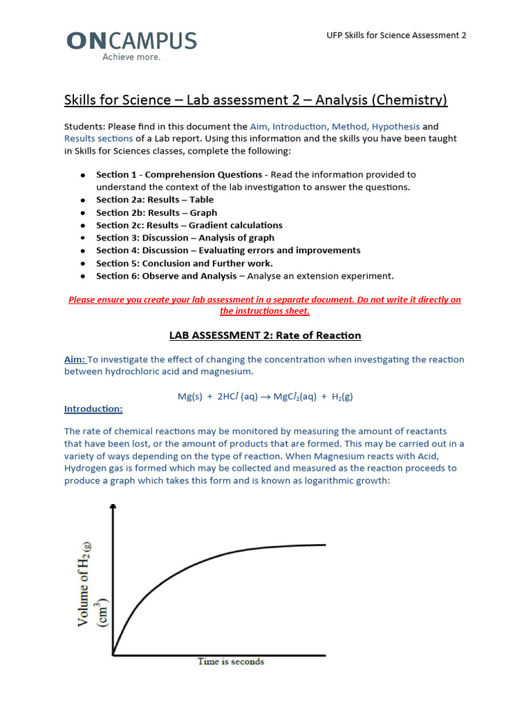 UFP Skills For Sci Chem - Lab Assessment 2 Instructions 2022-23 v2 | PDF | Technology & Engineering