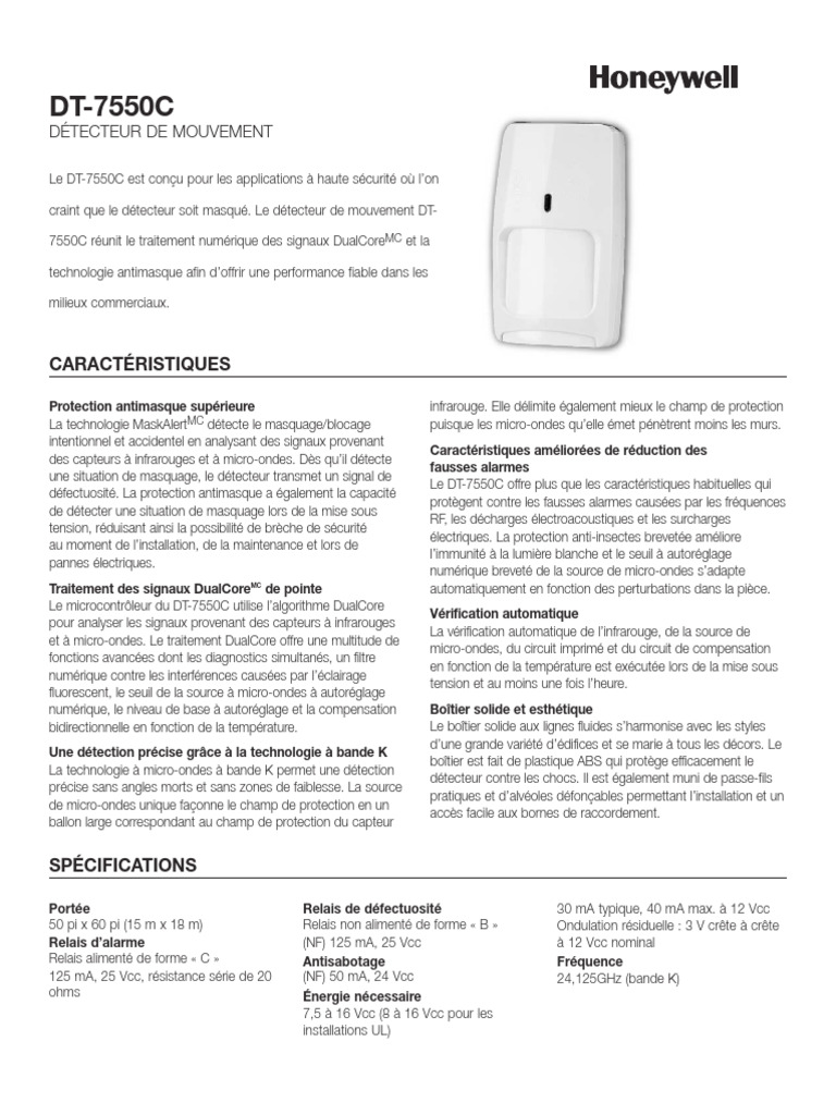 Détecteur de mouvement DT-7550C | PDF