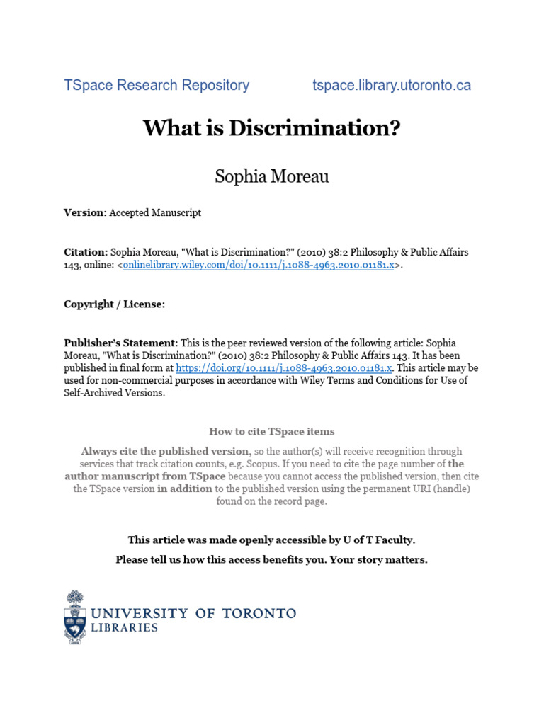 What Is Discrimination | PDF | Discrimination | Tort