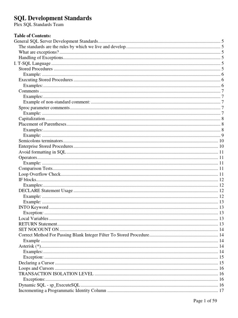 SQL Server Development Standards | PDF SQL Server Development Standards | PDF