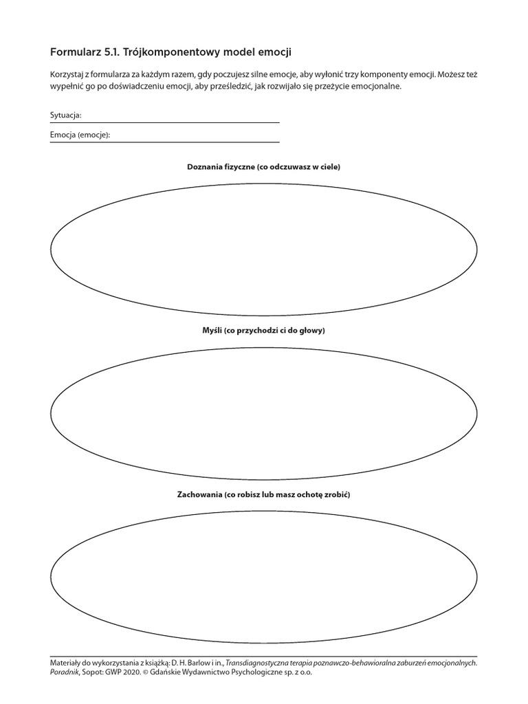 Formularz 5.1. Trójkomponentowy Model Emocji | PDF