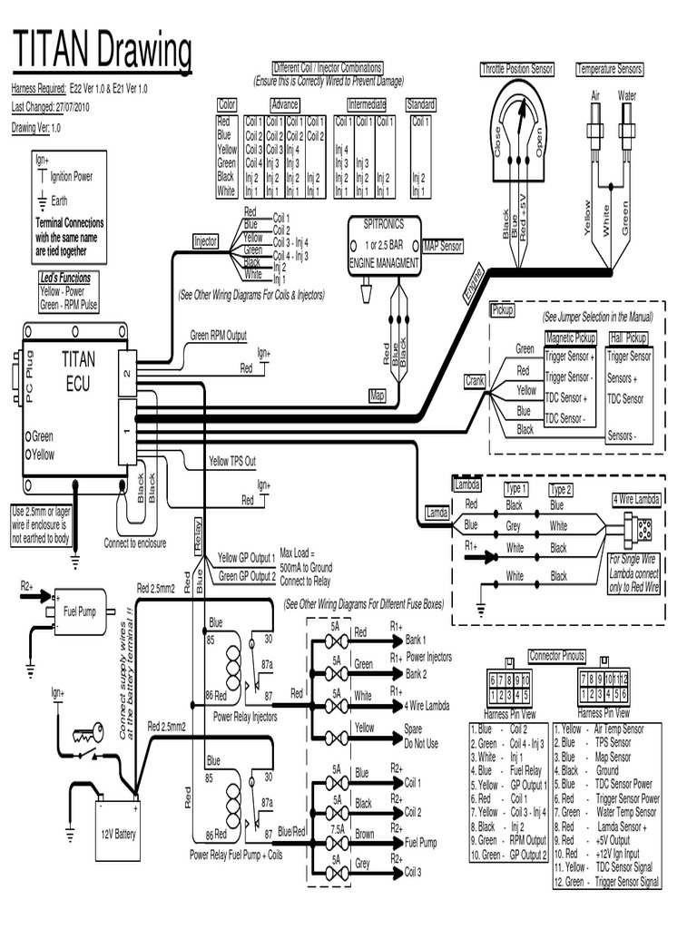 TITAN ECU Wiring Diagram | PDF | Ignition System | Electrical Equipment
