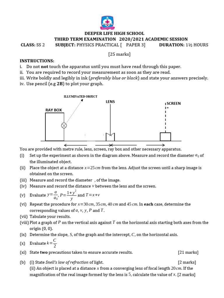 SS 2 Physics Practical Question 3RD Term 2020-2021 | PDF | Teaching Methods & Materials
