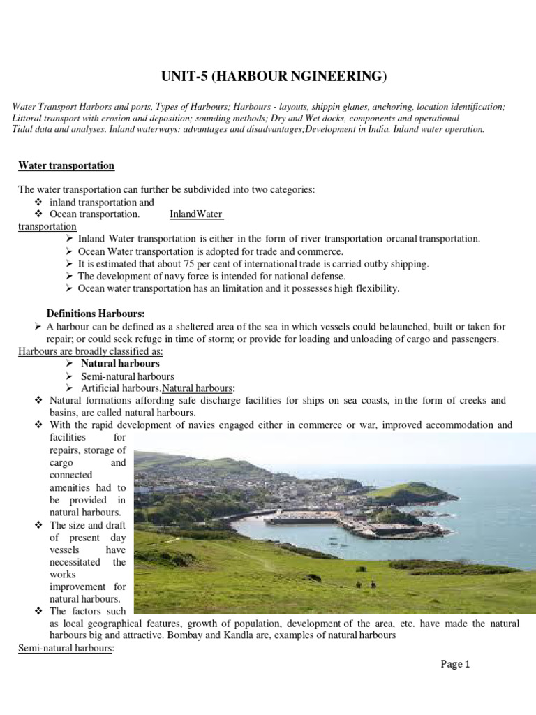 Harbour Engineering Notes | PDF | Port | Transport