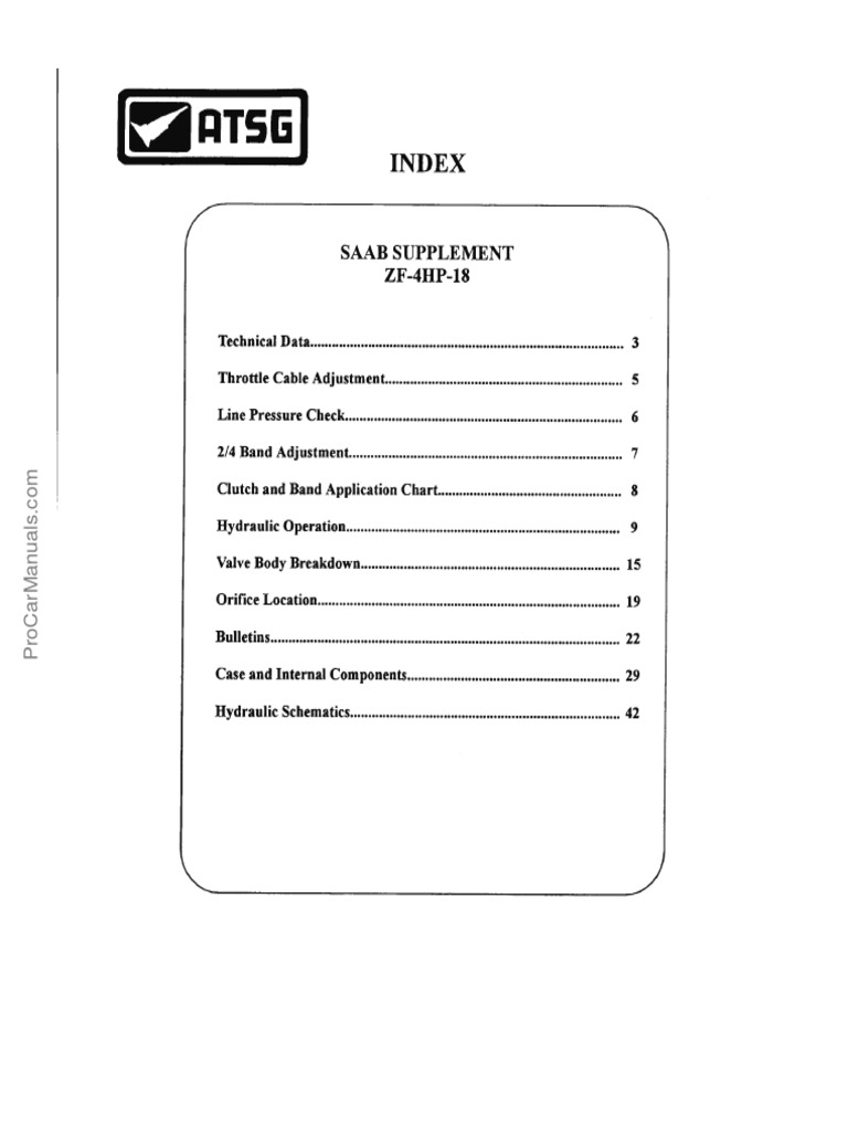 Saab 9000 Supplement ZF 4hp 18 Repair Manual Atsg Automatic Transmission Service Group | PDF