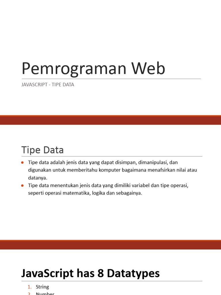 Pertemuan 3 - Tipe Data Javascript | PDF