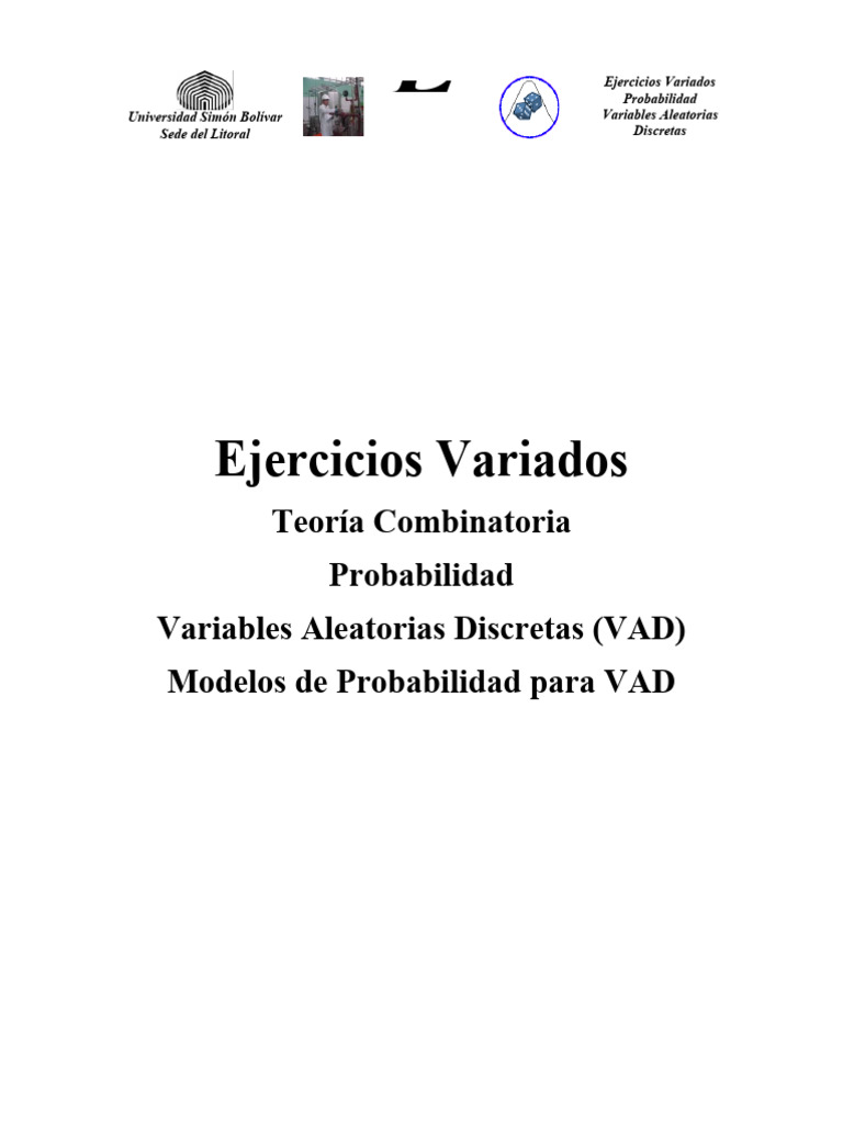 Ejercicios Variados - Combinatoria Probabilidad Variables Aleatorias y Sus Modelos 1 | PDF