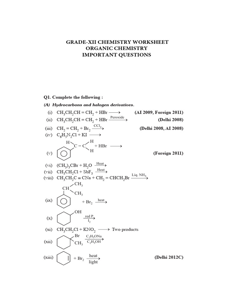 Xii Chemistry Organic Chemistry Important Cbse Questions Pdf Amine