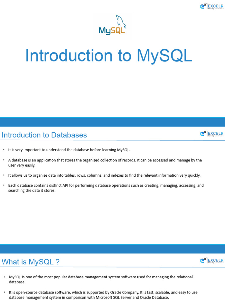 Day 1 - Introduction To MySQL | PDF | Relational Database | Databases