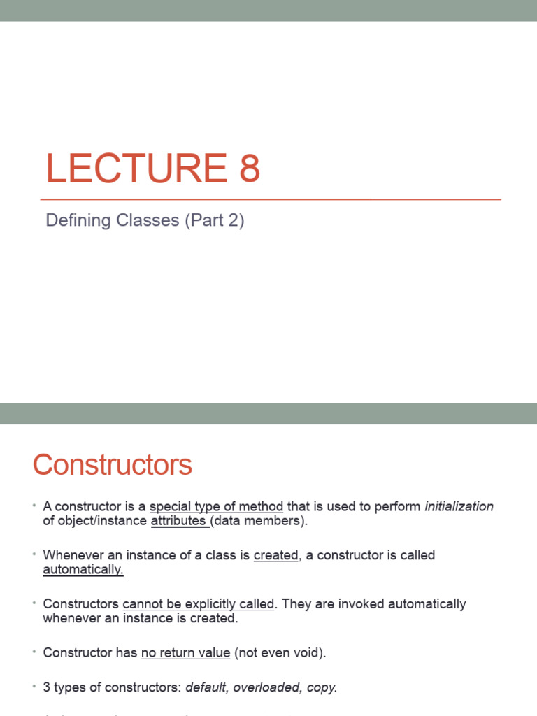 Lec08 (Topic 4 Define Classes) | PDF | Programming | Constructor (Object Oriented Programming)