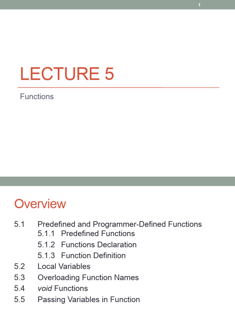 Lec05-06 (Topic 3 Functions) - v2 | PDF | Parameter (Computer Programming) | Computer Programming