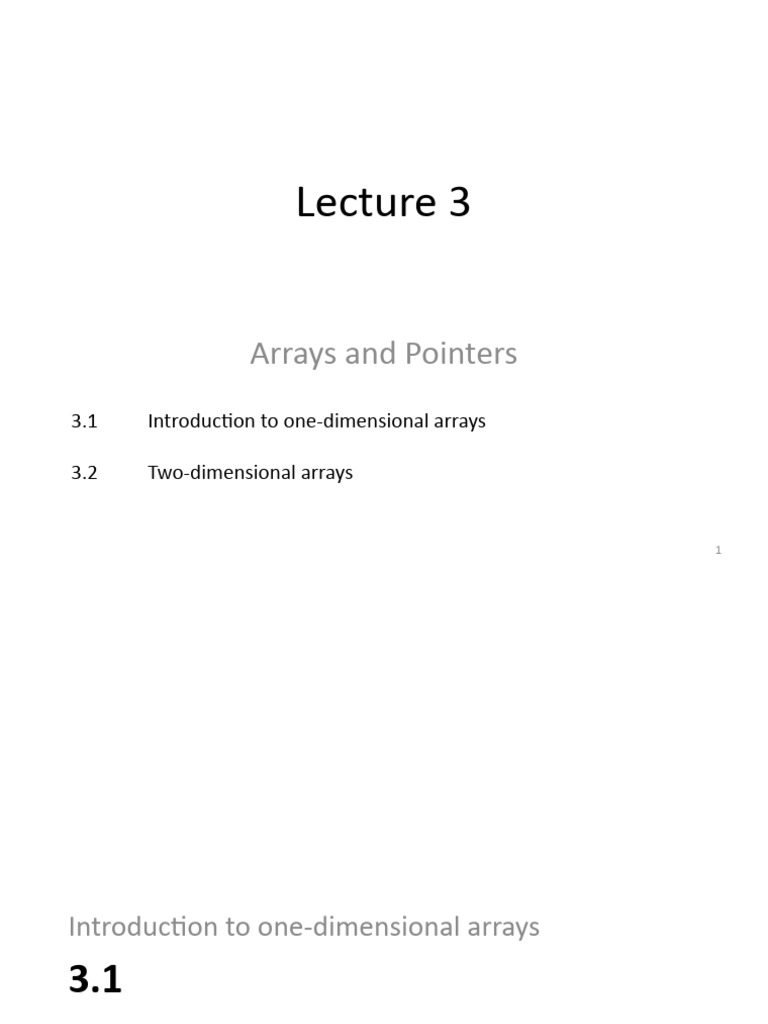 Lec03-04 (Topic 2 Arrays and Pointers) - v2 | PDF | Pointer (Computer Programming) | Variable ...