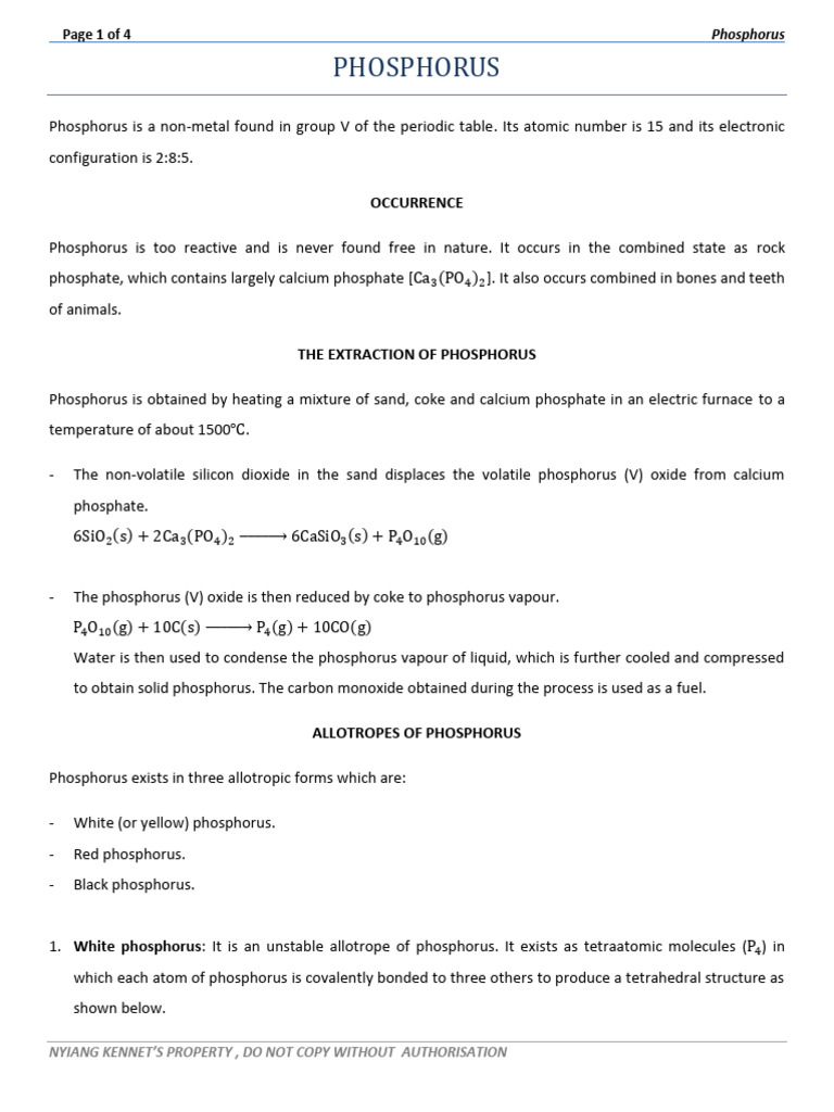 Chemistry of Phosphorus | PDF | Art | Science & Mathematics