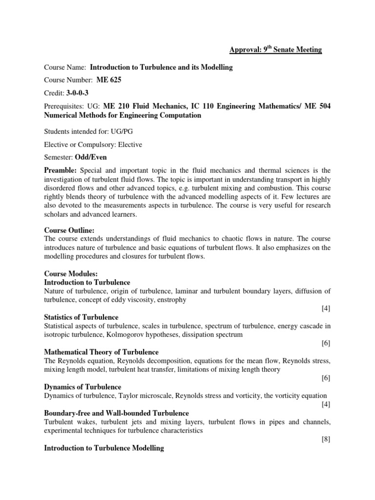 ME625 | PDF | Turbulence | Fluid Dynamics