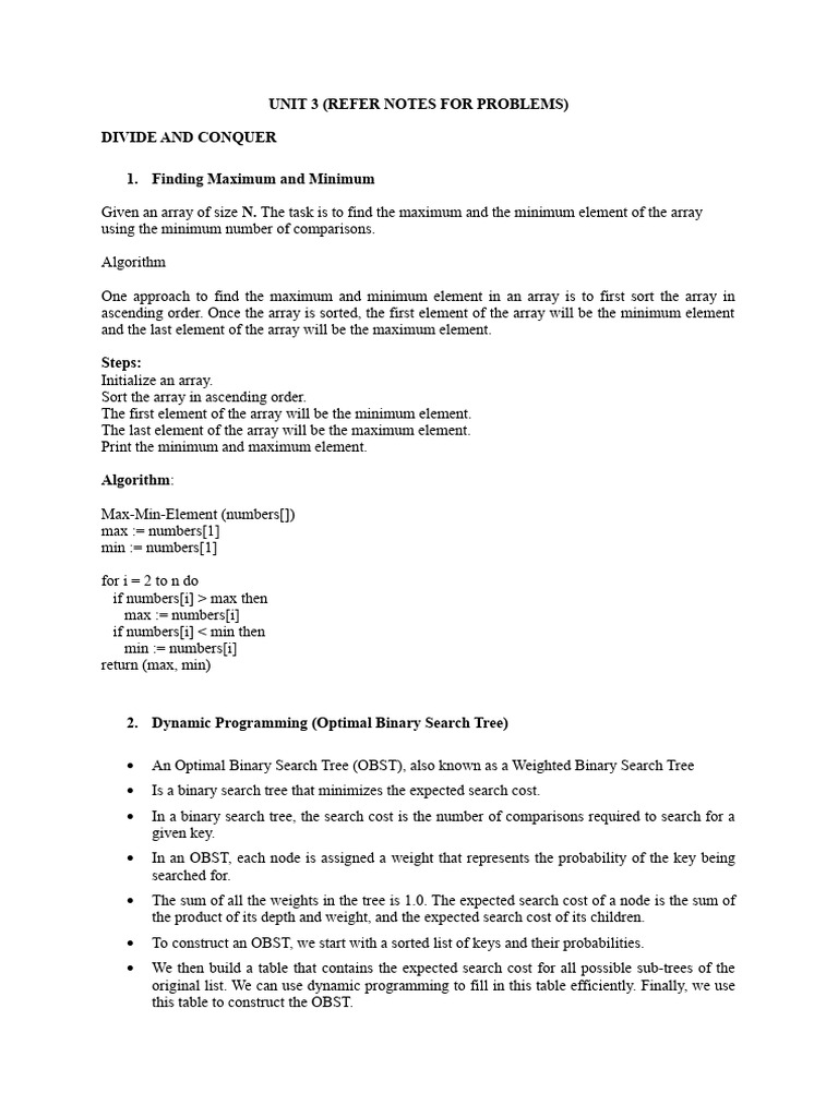 Algorithm Unit 3 Pdf